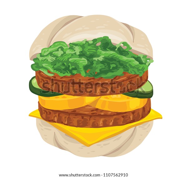 Tasty Burger White Bread Isolated On Stock Vector (Royalty Free ...