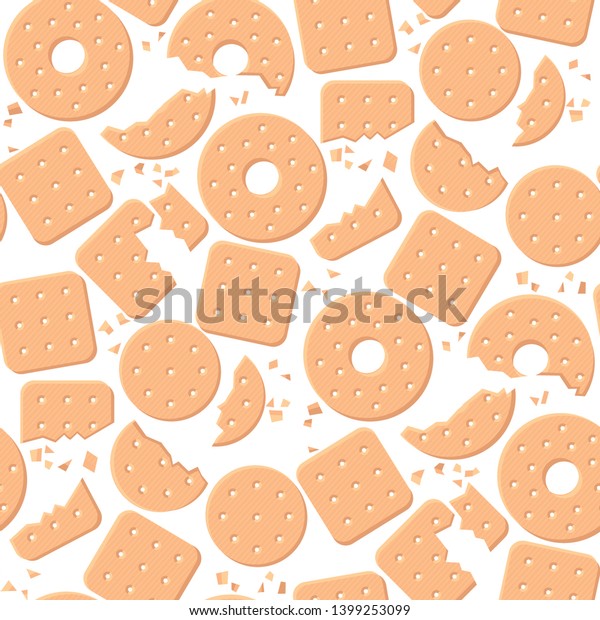 Tasty Crackers Hand Drawn Vector Seamless Stock Vector (Royalty Free ...