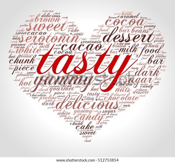 Tasty Word Cloud Heart Shape Italic Stock Vector (Royalty Free ...