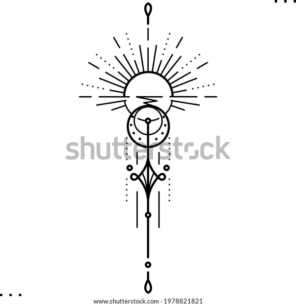 Tattoo Design Pattern Black Outline Lines Stock Vector (Royalty Free ...