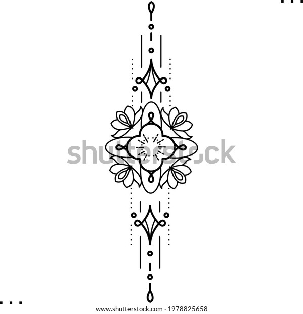 Tattoo Design Pattern Black Outline Lines Stock Vector (Royalty Free ...
