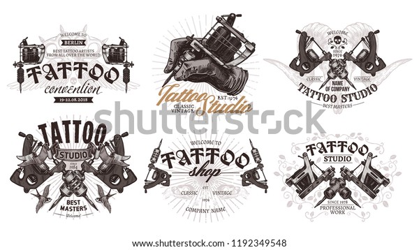 Tattoo Emblems Badges Labels Collection Set Stock Vector (Royalty Free ...