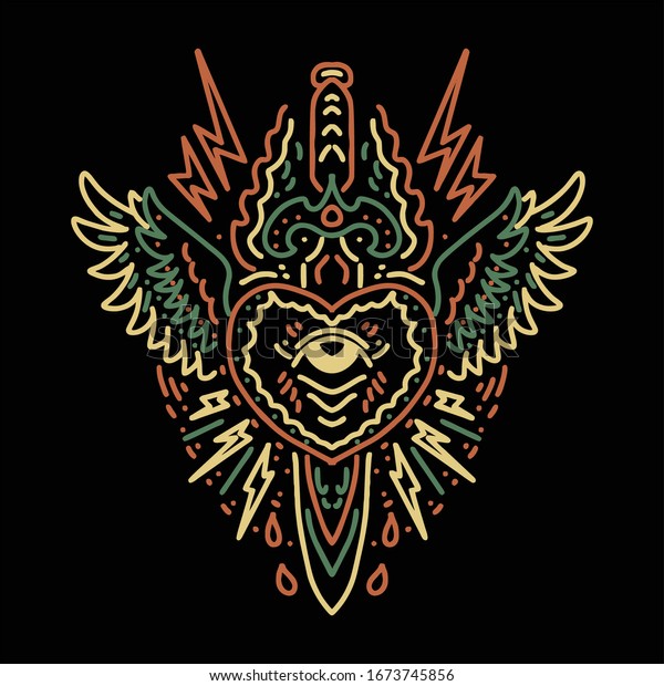 Tattoo Line Art Vector Design 库存矢量图（免版税）1673745856 | Shutterstock