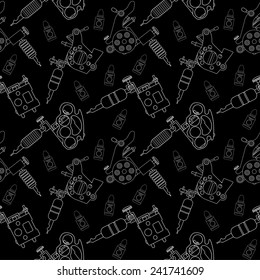 Vektor Stok Tattoo Machines Ink Vector Seamless Pattern (Tanpa Royalti ...