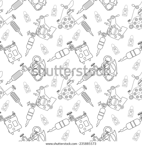 Tattoo Machines Ink Vector Seamless Pattern Stock Vector (Royalty Free ...
