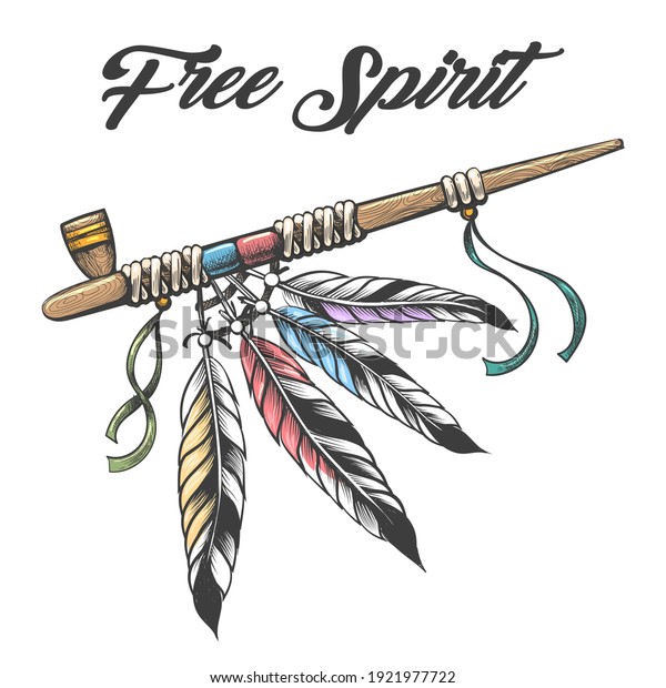 Tattoo Native Americans Peace Pipe Ceremonial Stock Vector (Royalty ...