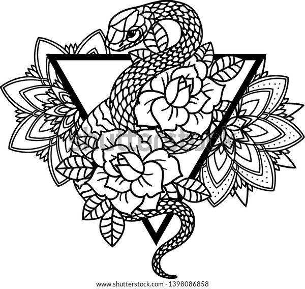 Tattoo Rose Snake Sacred Geometry Frame: vetor stock (livre de direitos ...