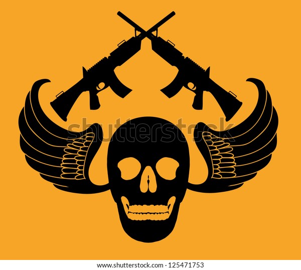 Tattoo Skull Gun Vector Art Stock Vector (Royalty Free) 125471753