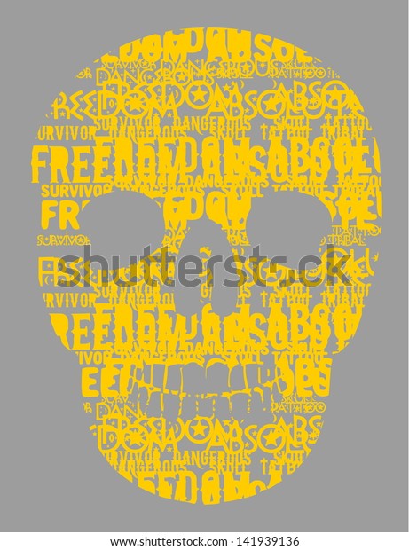 「Tattoo Tribal Slogan Skull Vector Art」のベクター画像素材（ロイヤリティフリー） 141939136