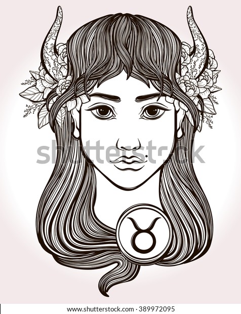 Taurus Astrological Sign Hand Drawn Art Stock Vector (Royalty Free ...