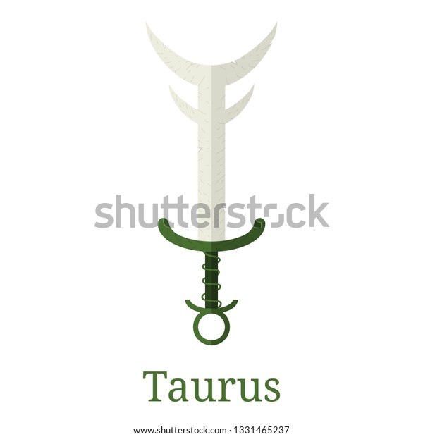 Taurus Sword Zodiac Sign Flat Cartoon Stock Vector (Royalty Free ...
