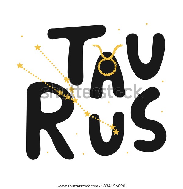 Taurus Vector Zodiac Sign Hand Lettering Stock Vector (Royalty Free ...