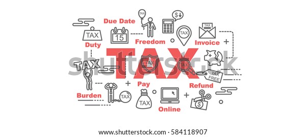 Tax Vector Banner Design Concept Flat Stock Vector (Royalty Free ...