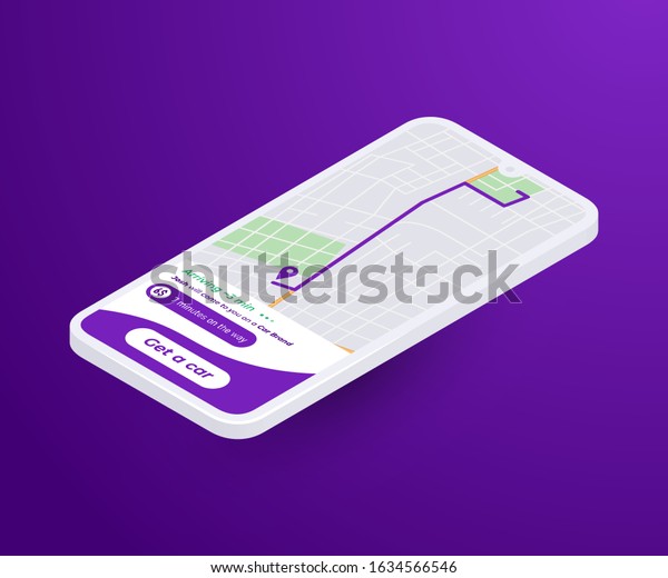 Taxi App Ui Design Viewed On Stock Vector (Royalty Free) 1634566546 ...