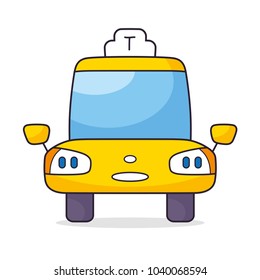 Yellow Taxi Cab Front View Isolated Stock Vector (Royalty Free) 1040930443