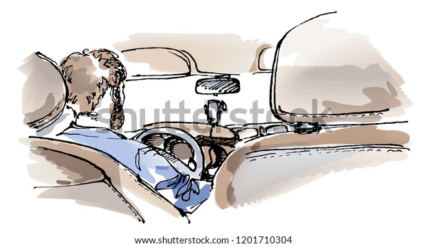 Taxi Driver Sketch Stock Vector (Royalty Free) 1201710304 | Shutterstock
