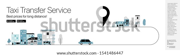 Taxi Transfer Service Minimalistic Vector Illustration Stock Vector ...