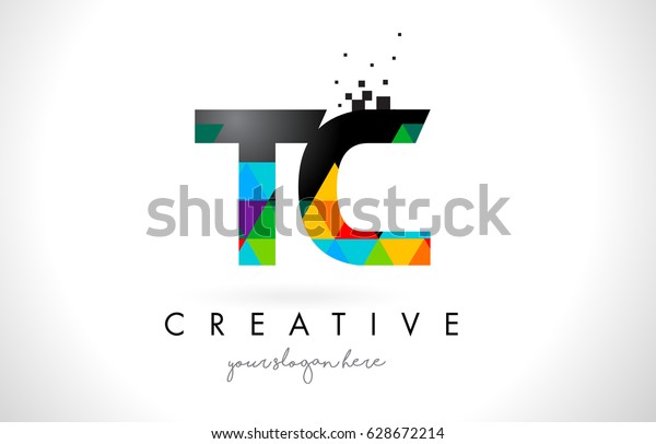 Logotipo de letra TC T C con colorida ilustración de vectores de diseño ...
