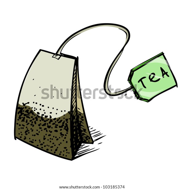 Tea Bag Green Label Hand Drawing Stock Vector (Royalty Free) 103185374 ...