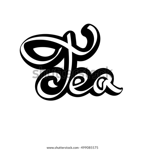 Tea Calligraphy Letter Isolated Sticker Word Stock Vector (Royalty Free ...