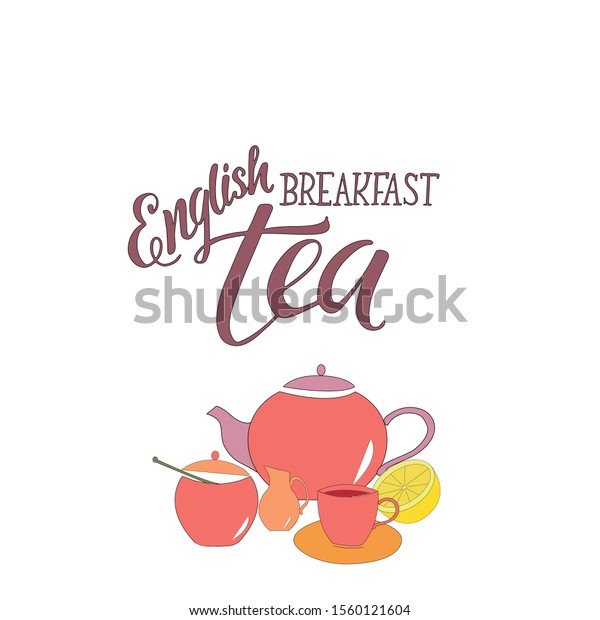 Tea Calligraphy Lettering Hand Drawn Teapot Stock Vector (Royalty Free ...