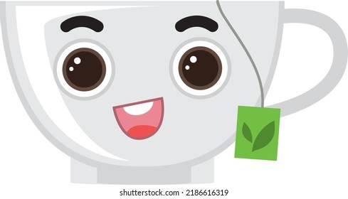 Tea Cup Cute Face Illustration Stock Vector (Royalty Free) 2186616319 ...