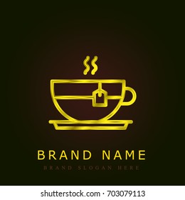 Tea Cup Golden Metallic Logo Stock Vector (Royalty Free) 703079113 ...