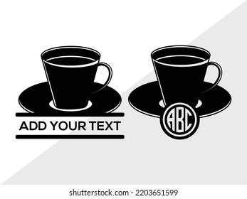 Tea Cup Monogram Svg Printable Vector Stock Vector (Royalty Free ...