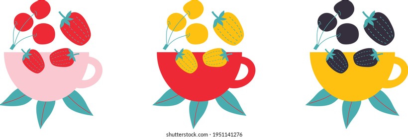 Fruit Tea Berries Tea Hand Drawing Stock Vector (Royalty Free ...