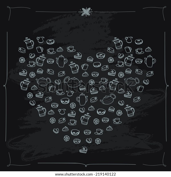 Tea Heart Hand Drawn Graphic Pattern Stock Vector (Royalty Free ...