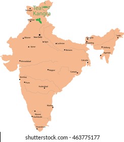 Tea Map Kangra India: เวกเตอร์สต็อก (ปลอดค่าลิขสิทธิ์) 463775177 ...