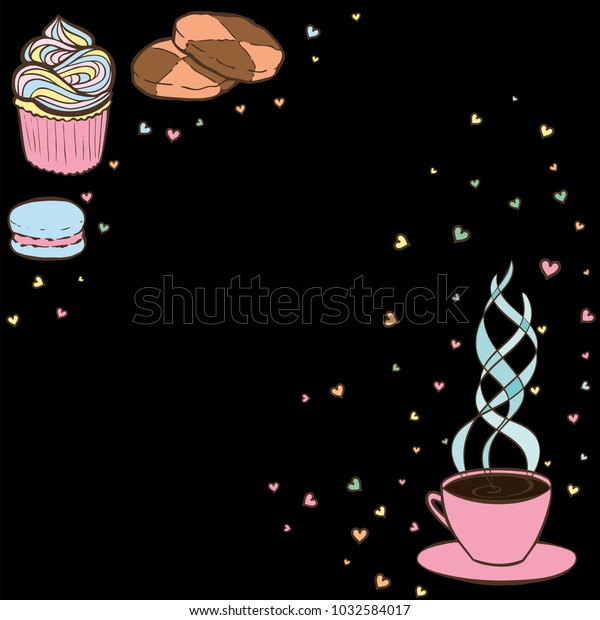 Tea Party Frame Colorful Hand Drawn Stock Vector (Royalty Free ...