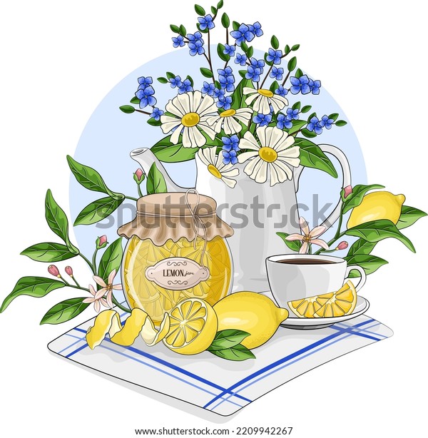 Tea Still Life Cartoon Vector Illustration Stock Vector (Royalty Free ...