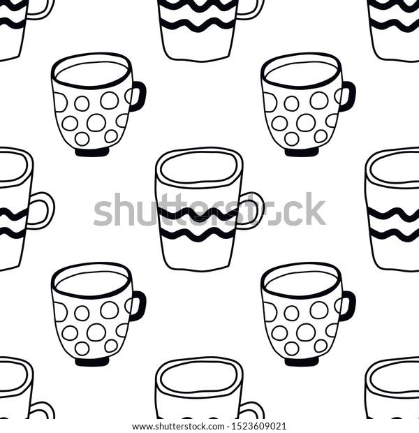 Tea Time Black White Illustration Tea Stock Vector (Royalty Free ...
