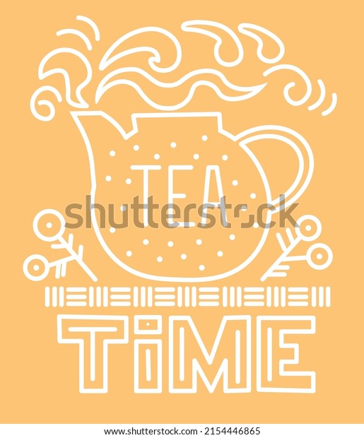 Tea Time Happy Time Doodle Illustration Stock Vector (Royalty Free ...