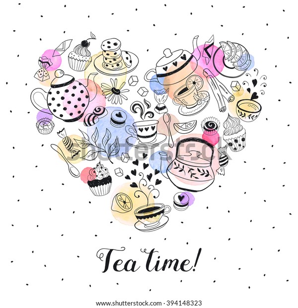 Tea Time Poster Concept Tea Party Stock Vector (Royalty Free) 394148323
