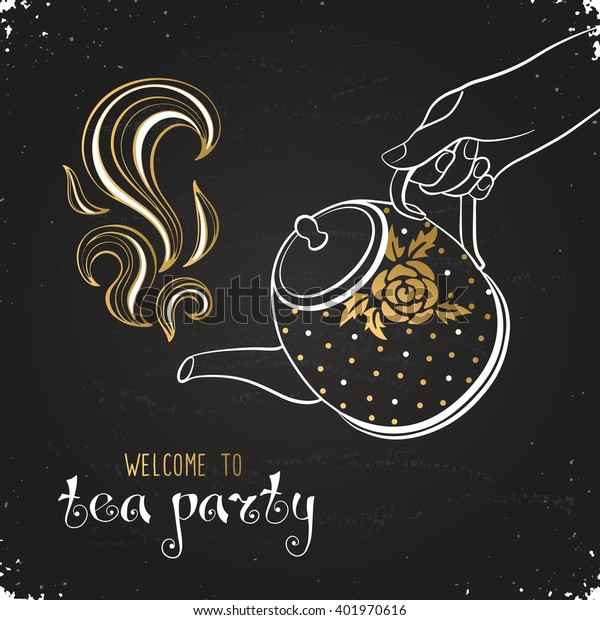 Tea Time Poster Concept Tea Party Stock Vector (Royalty Free) 401970616 ...