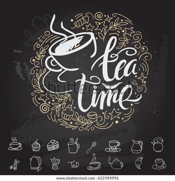 Tea Time Poster Hipster Vintage Stylized Stock Vector (Royalty Free ...