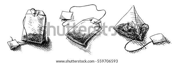 Teabag Graphic Style Handdrawn Vector Illustration Stock Vector ...