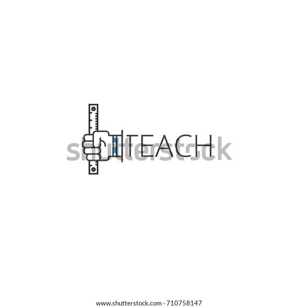 Teach Outline Logo Icon Hand Holding Stock Vector (Royalty Free ...