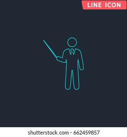 Teacher Blue Outline Vector Icon Contour Stock Vector (Royalty Free ...