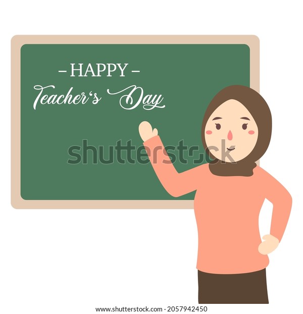 Teacher Classroom Pointing Chalkboard Stock Vector (Royalty Free ...