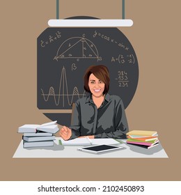 Teacher Desk Stock Vector (Royalty Free) 2102450893 | Shutterstock