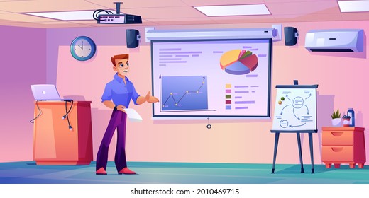 Teacher Giving Presentation Showing Charts On Stock Vector (Royalty ...