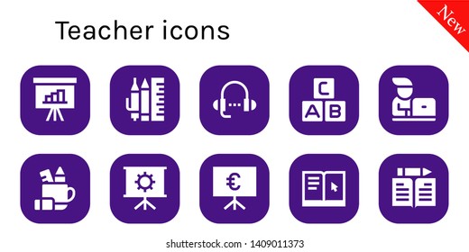 Teacher Icon Set 10 Filled Teacher Stock Vector (Royalty Free ...
