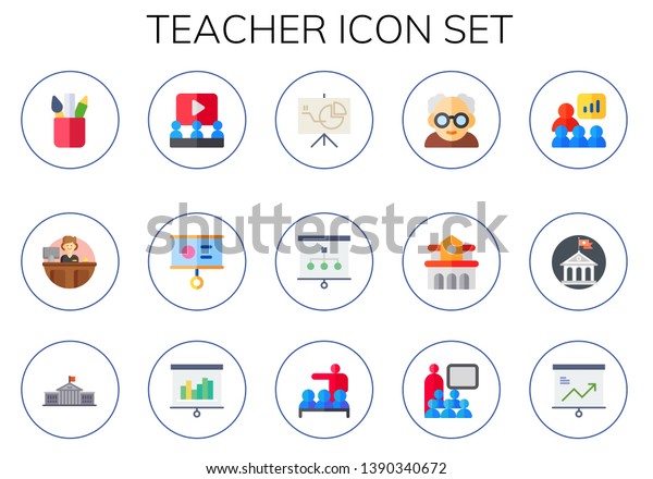 Teacher Icon Set 15 Flat Teacher Stock Vector (Royalty Free) 1390340672 ...