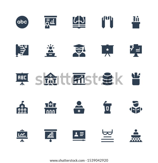 Teacher Icon Set Collection 25 Filled Stock Vector (Royalty Free ...