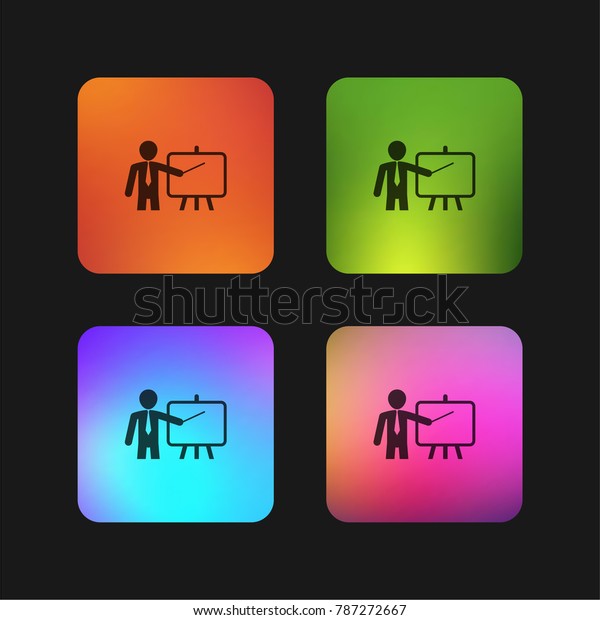 Teacher Pointing Board Stick Four Color Stock Vector (Royalty Free ...