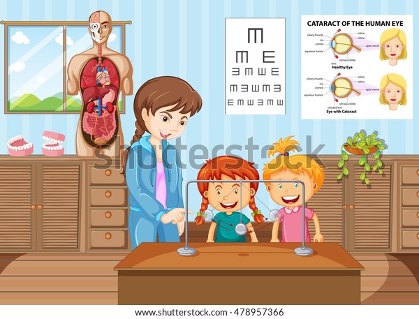 Teacher Students Learning Science Classroom Illustration Stock Vector ...