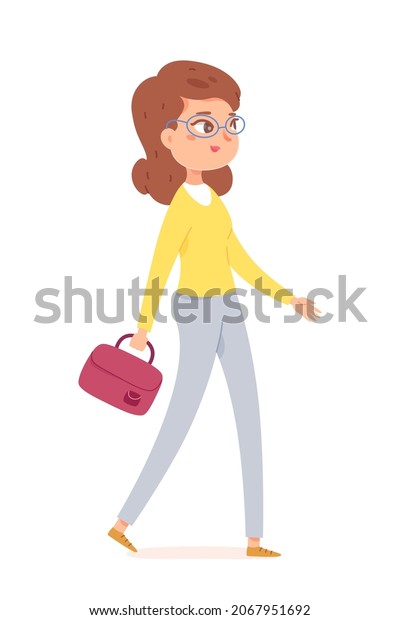Teacher Walking Vector Illustration Cartoon Young Stock Vector (Royalty ...